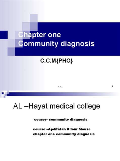 Community Diagnosis Chapter One Pdf Policy Behavior