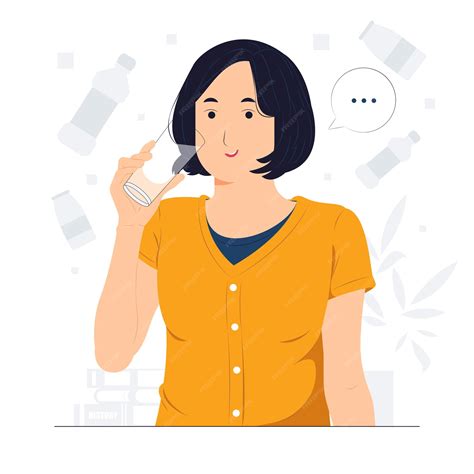 Premium Vector Young Woman Drinking Glass Of Water Concept Illustration