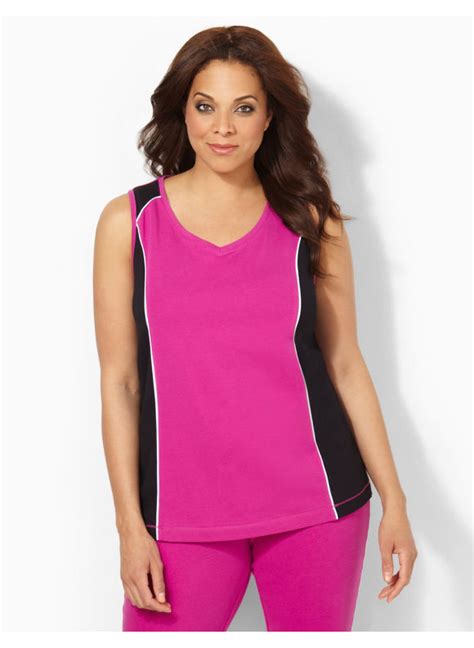 Catherines Plus Size Colorblock Tank Womens Size 2x Magenta Skipzone