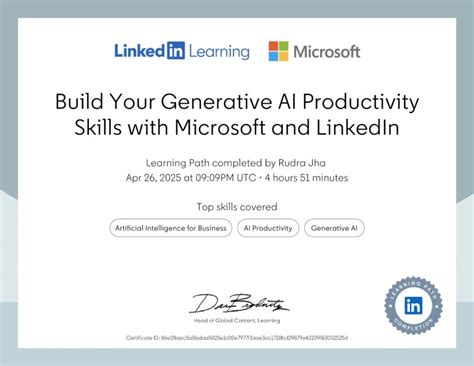 Ai Generativeai Productivity Linkedinlearning Microsoft… Rudra Jha