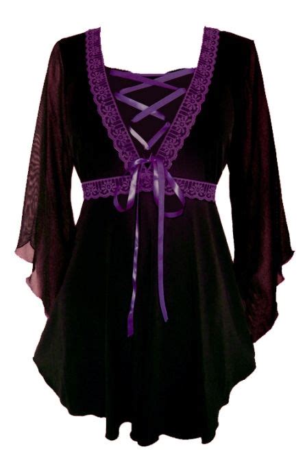 Mystic Crypt Plus Size Bewitched Corset Top In Black With Purple Trim
