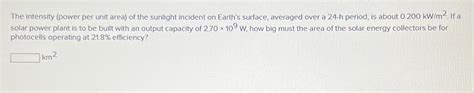 Solved The Intensity Power Per Unit Area ﻿of The Sunlight