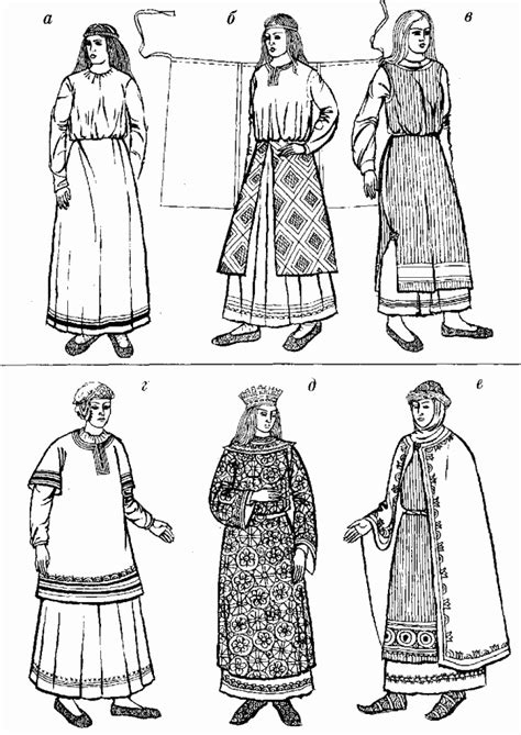Древнерусский костюм женский рисунок