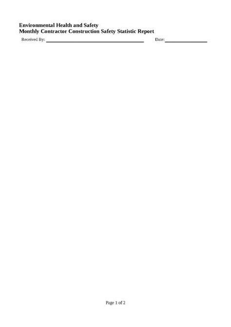 Construction Template Excel 32442 Construction Safety Stat Report