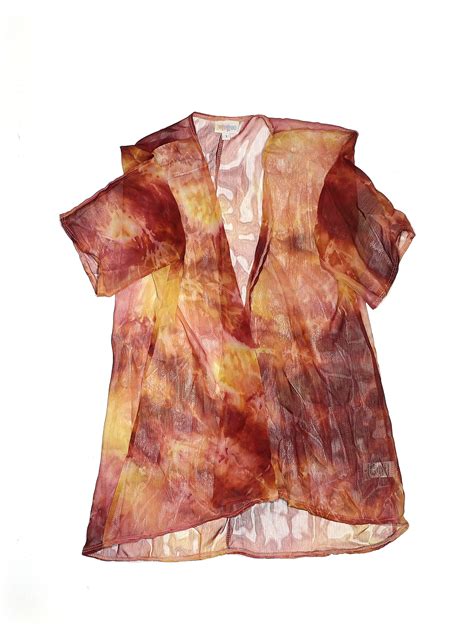 Lularoe 100 Polyester Color Block Tie Dye Orange Red Kimono Size 3