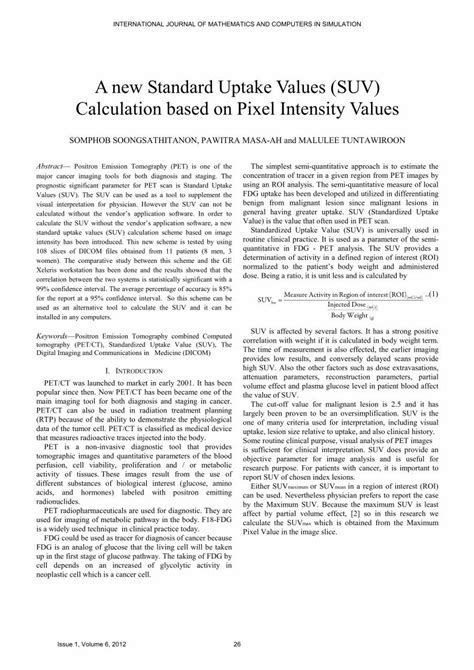 pdf a new standard uptake values suv calculation based on pixel