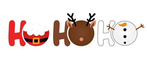 Ho Ho Ho Text With Symbols Santa Reindeer And Snowman With