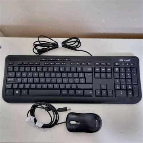 Genuine Microsoft Mouse And Keyboard Set Wired Black Qwerty Uk Layout £9 99 Picclick Uk