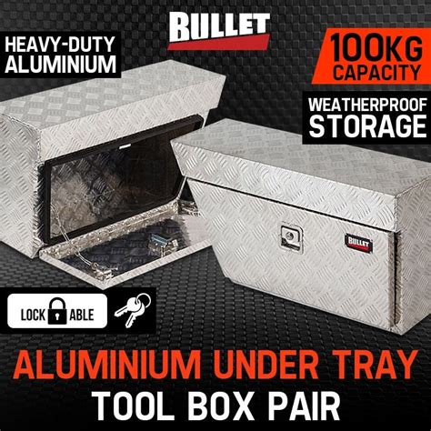 Pair Of Under Tray Ute Tool Boxes Aluminium Vehicle Box Body Toolbox