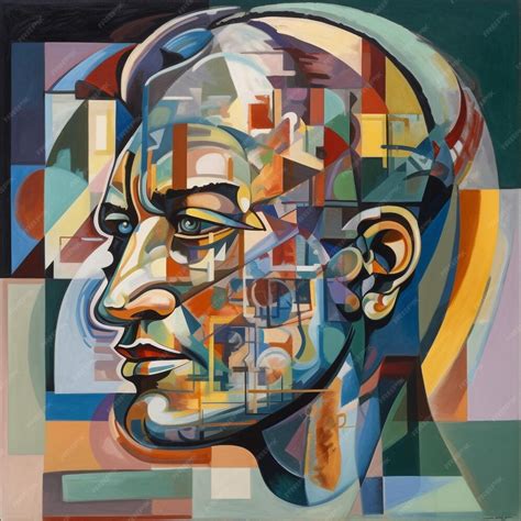 Premium Ai Image Cubist Depiction Of A Human Head With Increased Brain