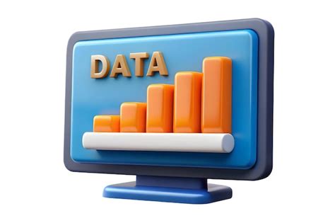 3d Vector Illustration Of Computer Screen And Bar Graph With Data