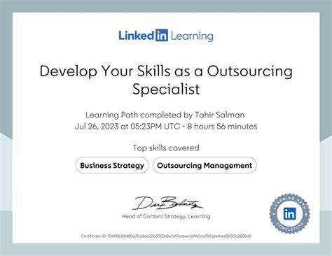 tahir salman on linkedin certificate of completion