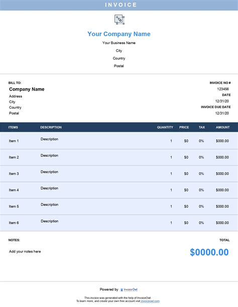 Free Downloadable Graphic Design Invoice Template Invoiceowl