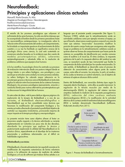 Riaño 2012 Neurofeedback Principios Y Aplicaciones Clínicas Actuales