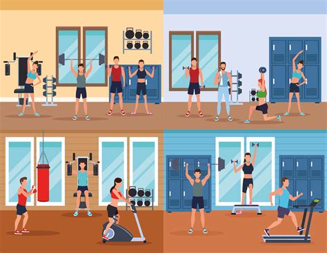 Mens Fitness Doing Exercise 654971 Vector Art At Vecteezy