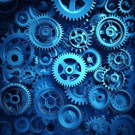 Photo Of Interlocking Blue Mechanical Gears Blue Cogs In A Complex