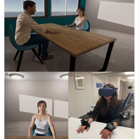 Figure E The Virtual Reality Setup A A Third Person Perspective Of