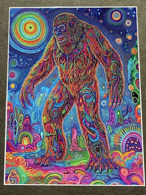 Psychedelic Sasquatch Cosmic Art Poster 18x24in Etsy