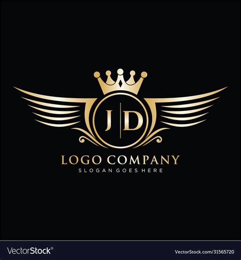 Jd Letter Initial With Royal Wing Logo Template Vector Image
