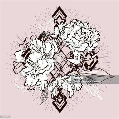 빈티지 인쇄입니다 작 약 꽃 부케입니다 아름 다운 흑백 그래픽 티셔츠입니다 벡터 일러스트 Eps 10 0명에 대한 스톡 벡터 아트 및 기타 이미지 Istock