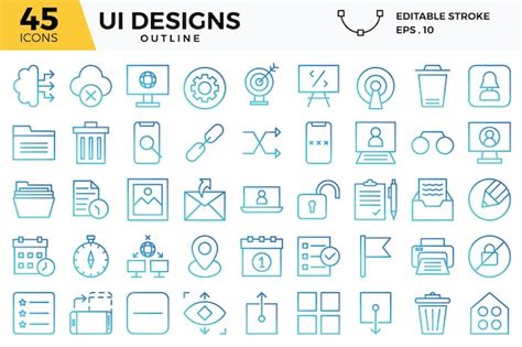 Premium Vector Ui Design Web Gradient Outline Icons Set