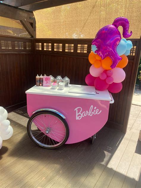 Pink Cooler Cart Ice Cream Barbie Cart Catering Party Carts Barbie Push