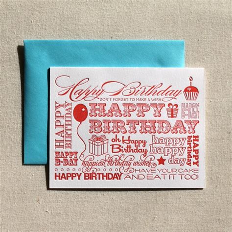 Etsy Transaction Happy Birthday Letterpress Card Red Letterpress