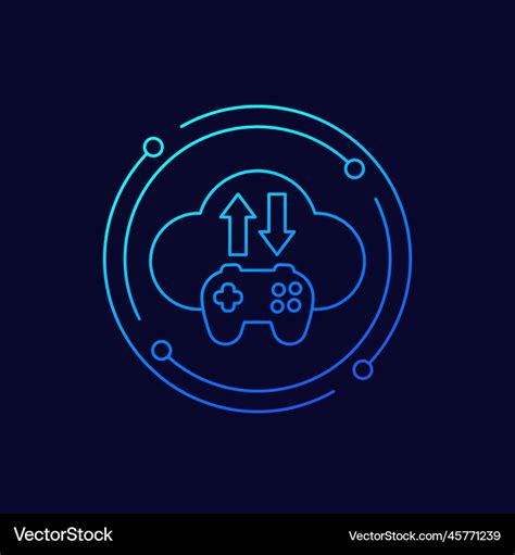 Game Server Icon With Gamepad And Cloud Linear Vector Image