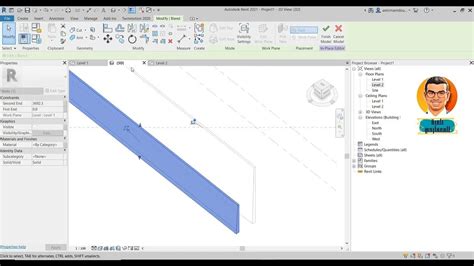طريقة رسم الحوائط المائلة داخل الريفيت Slanted Walls In Revit Youtube