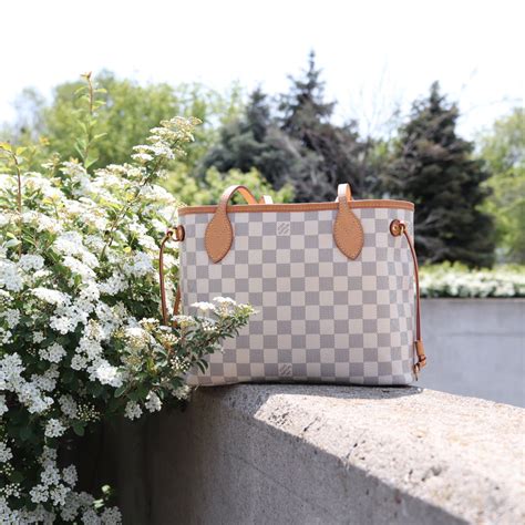 Louis Vuitton Neverfull Pm Damier Azure Canvas White Ghw Bag Religion