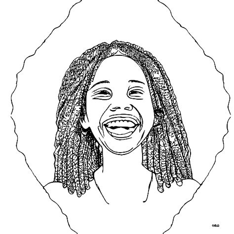 Black Biracial Teenage Girl Smiling Coloring Page · Creative Fabrica
