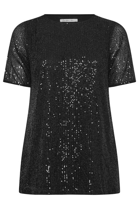 Yours London Plus Size Black Sequin Swing Top Yours Clothing