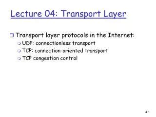 Ppt Lecture Transport Layer Congestion Control Powerpoint Presentation Id