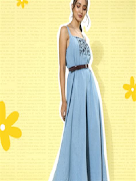 Buy Dressberry Women Stunning Blue Floral Swirling Volume Dress