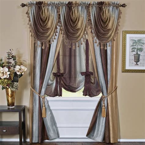 Royal Ombre Crushed Semi Sheer Complete 6 Pc Window Curtain And Valance