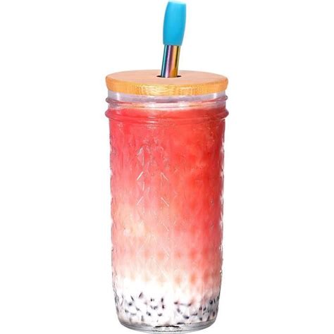 Verre A Eau Bubble Tea Kit Livré Grand Avec Couvercle Et Paille En Inox