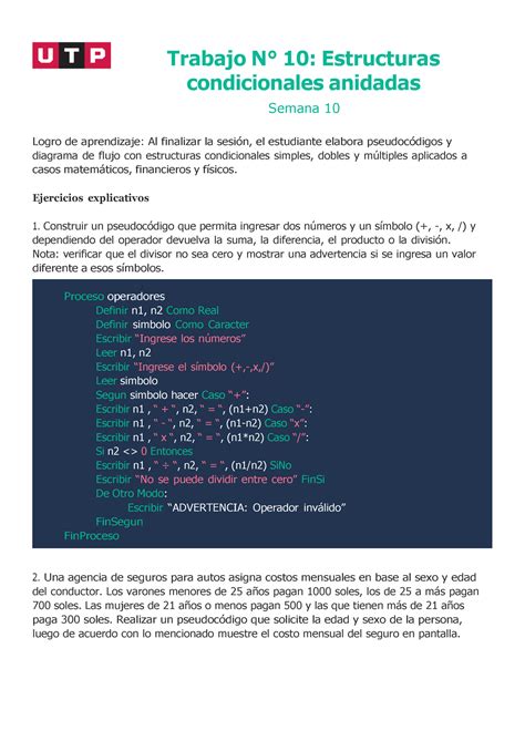 Semana 10 Principios De Algoritmos Proceso Operadores Definir N1