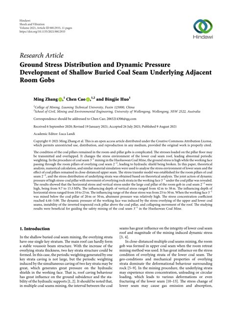Pdf Ground Stress Distribution And Dynamic Pressure Development Of Shallow Buried Coal Seam