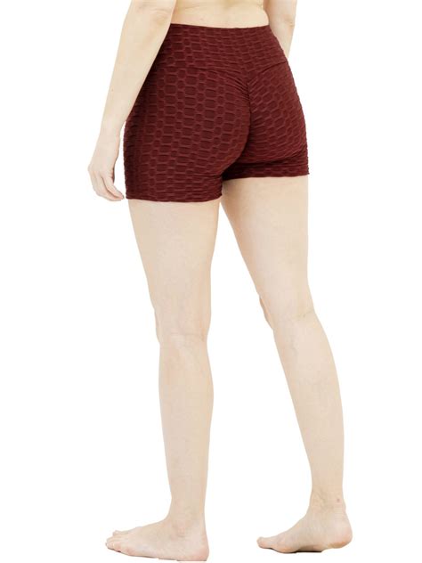 High Waist Push Up Squad Scrunch Burgundy Super Shorts