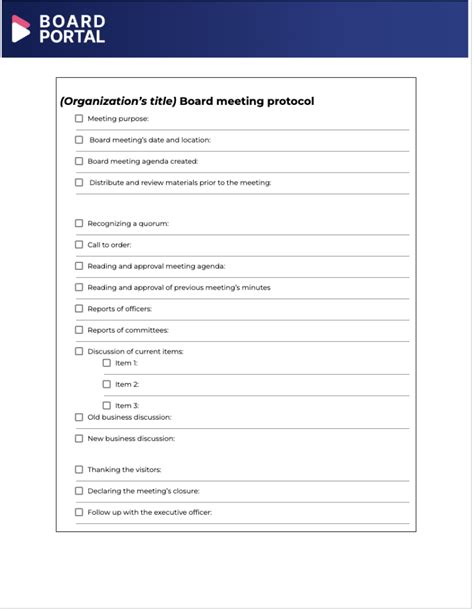 Board Meeting Protocol Guide How To Create And Follow Template