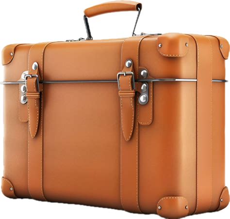 vintage brown leather suitcase with handle 47067432 png