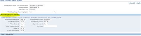Oracle ERP How To Setup Default Values For Create Accounting Program