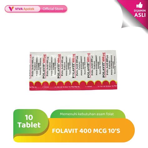 Jual Folavit 400 Mcg Vitamin Asam Folat Ibu Hamil Menyusui 10 Strip