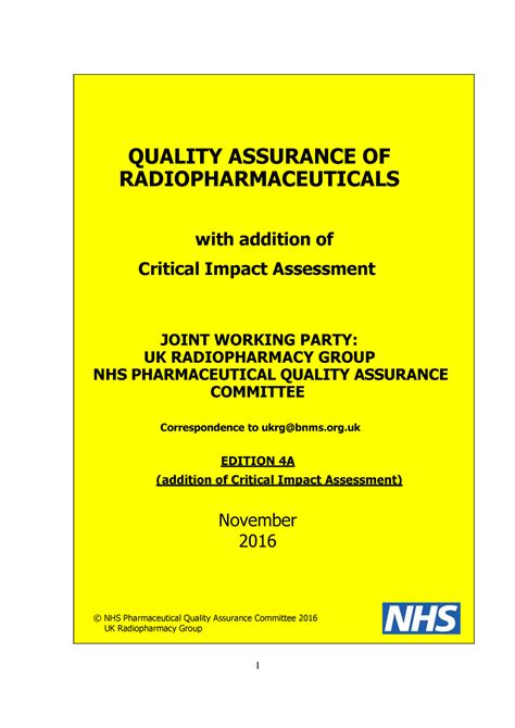 Qa Of Radiopharmaceuticals E QUALITY ASSURANCE OF RADIOPHARMACEUTICALS With Addition Of