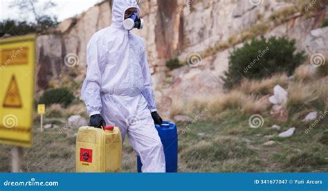 Biohazard Chemical And Person In Hazmat Outdoor For Hazardous Material