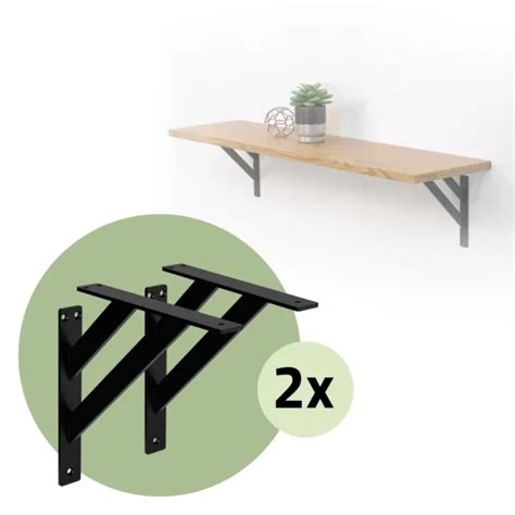 LOT DE support d étagère mural équerre aluminium noir style industriel x cm EUR