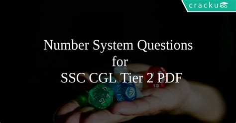 Number System Questions For SSC CGL Tier PDF Cracku