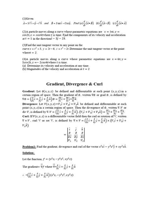Gradient Divergence Andcurl Pdf Acceleration Gradient