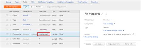 How Can I Set An Empty Value For Fix Version Field On The Edit Project