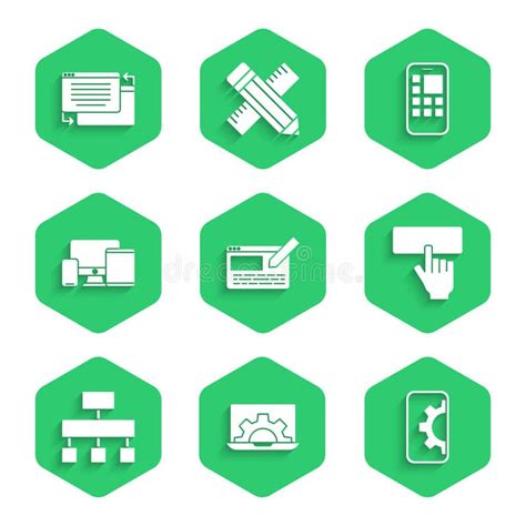 Set Ui Or Ux Design Web Development Keyboard Site Map Monitor